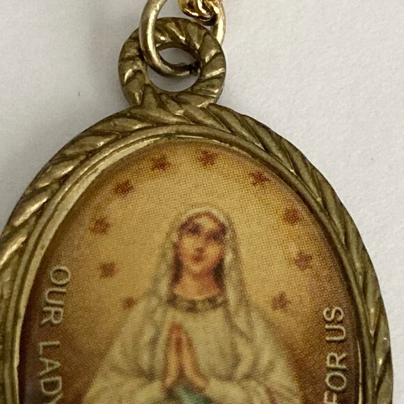Vintage | Jewelry | Vintage Our Lady Of Lourdes Necklace Catholic Saint ...